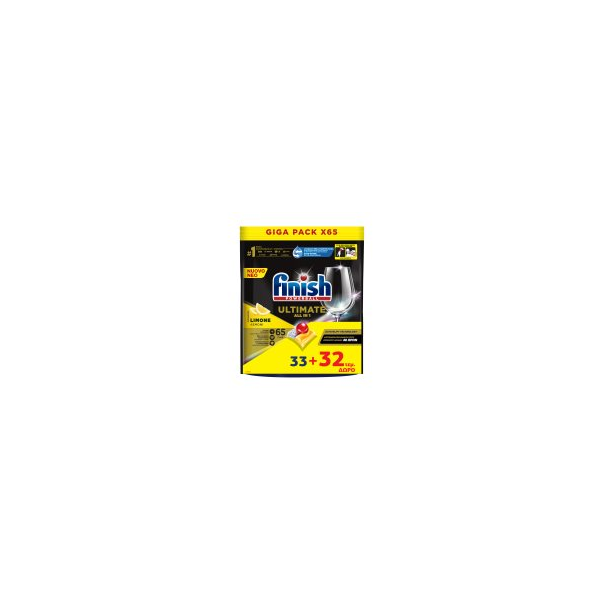 Ταμπλέτες Πλυντηρίου Πιάτων FINISH ultimate all in 1 λεμόνι 65τμχ (33 ...