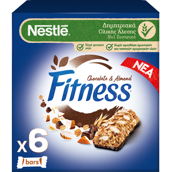 Μπάρες δημητριακών FITNESS μαύρη σοκολάτα & αμύγδαλο 6x23,5gr