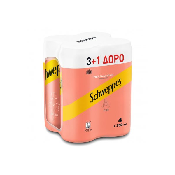 Σόδα SCHWEPPES pink grapefruit 4x330ml (3+1 δώρο)