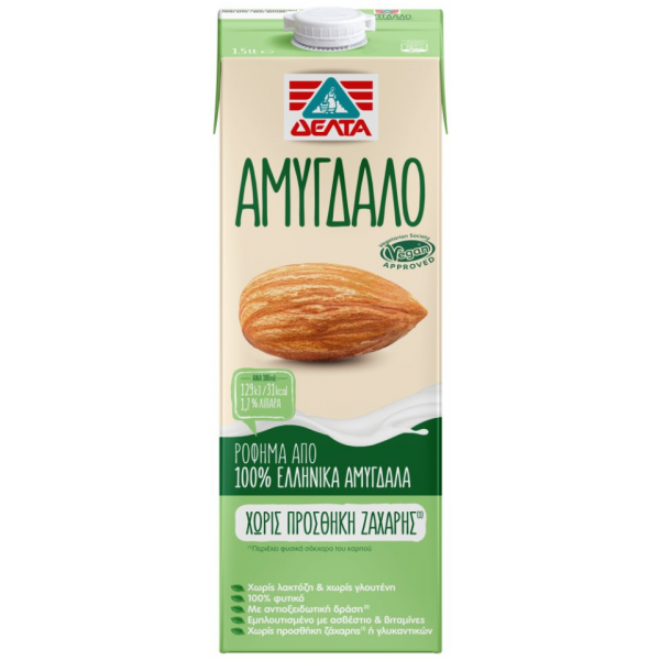 Ρόφημα ΔΕΛΤΑ αμύγδαλο χωρίς ζάχαρη 1,5lt