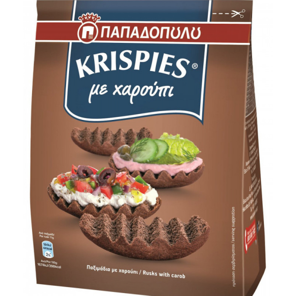 Παξιμάδια ΠΑΠΑΔΟΠΟΥΛΟΥ Krispies με χαρούπι 200gr